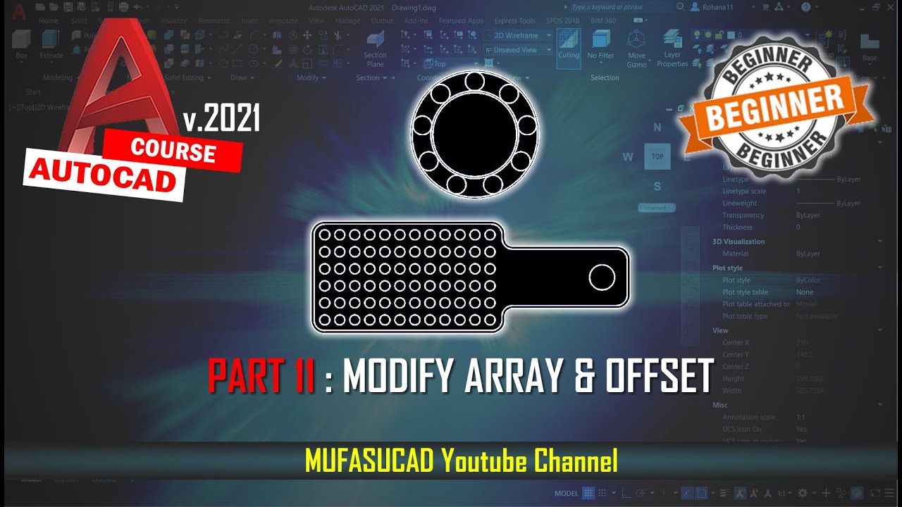 Part 11 Autocad 2021 Modify Array And Offset Essential Training For 5952