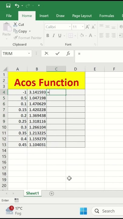 Acos Functions |#viralshorts #excel - YouTube