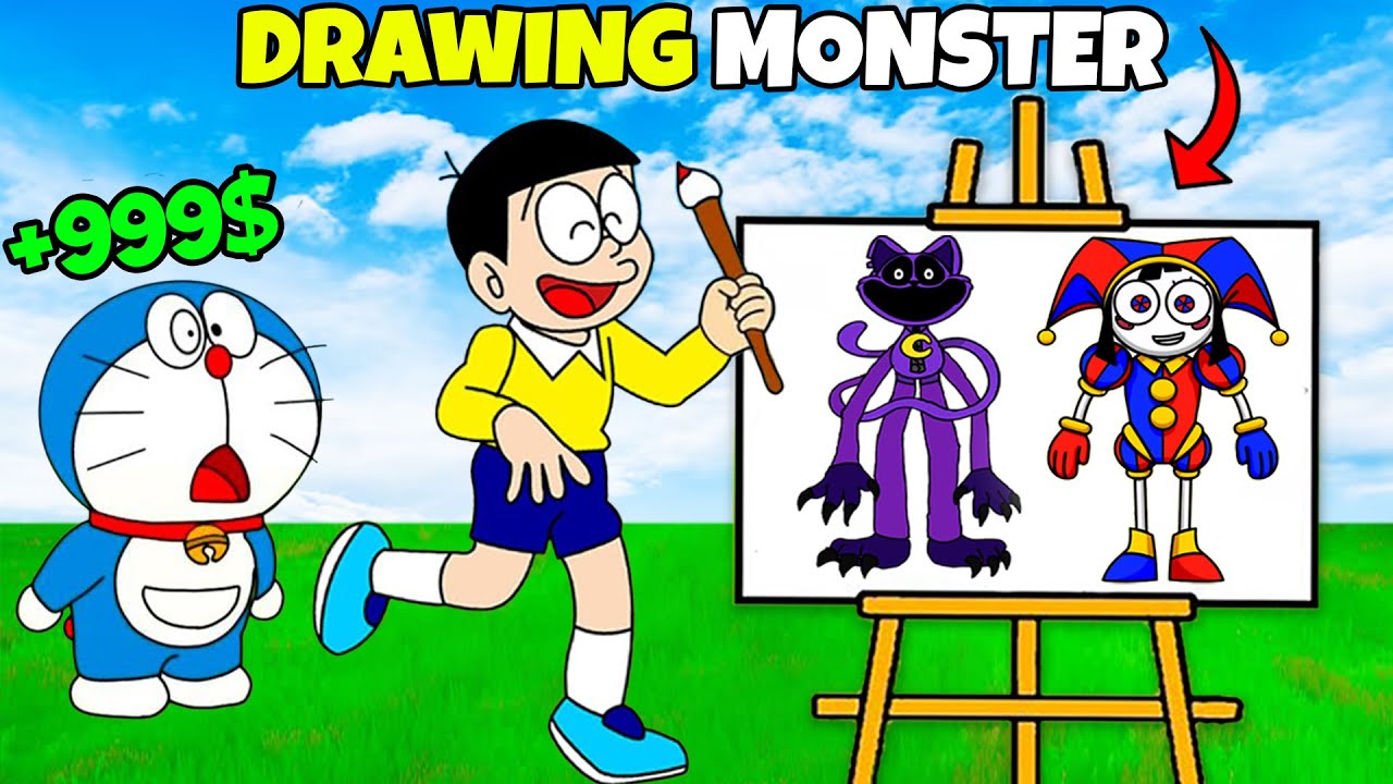 Drawing Monsters😍😘|| Funny Game Monster Drawing|| Shinchan and Nobita ...