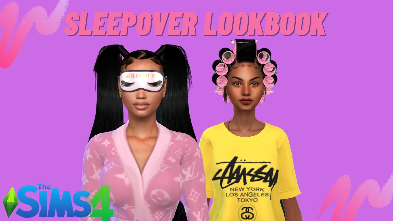 Sleepover Lookbook + CC links | Sims 4 CAS 😴 - YouTube