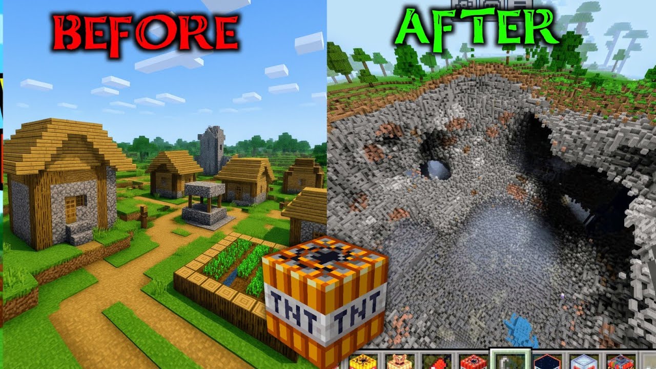 "Minecraft Village TNT Blast 💥 | Before vs After" - YouTube