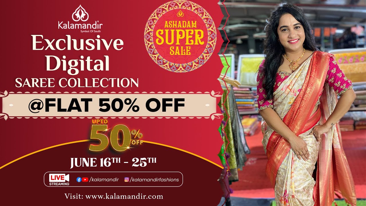 ASHADAM SUPER SALE - Exclusive Digital Sarees - Flat 50% off | Offer ...