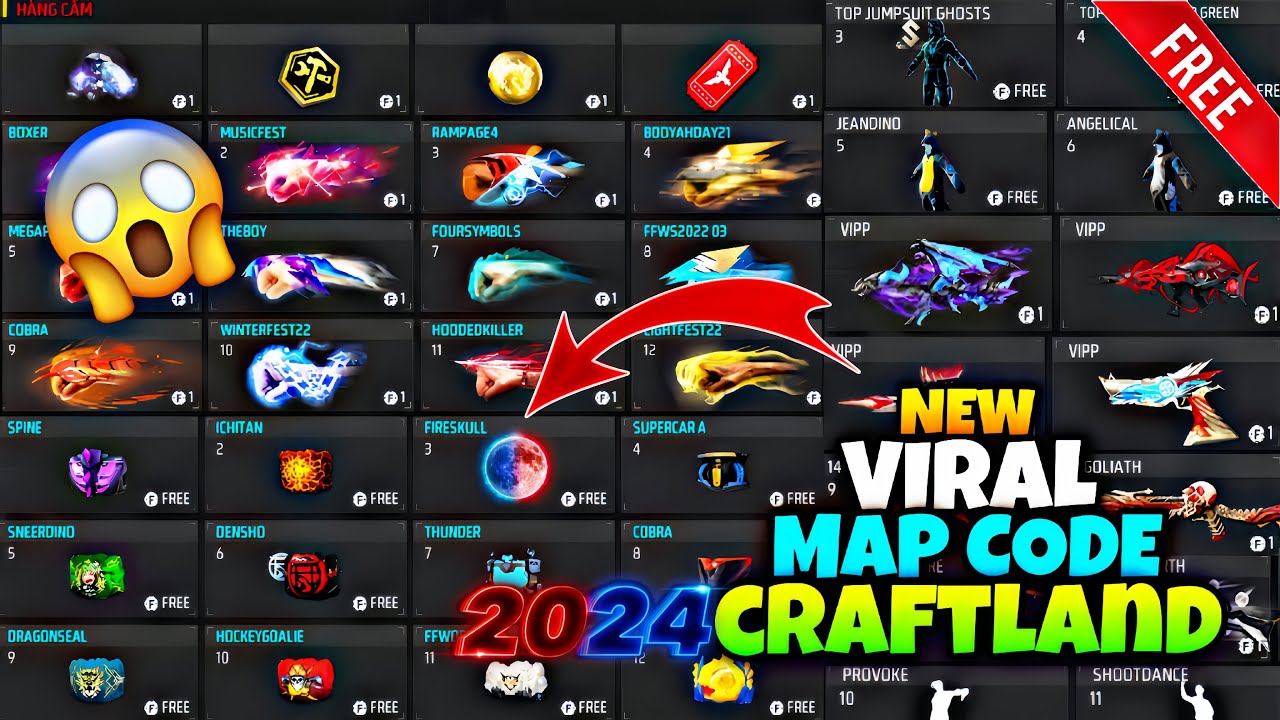 😮FREE FIRE NEW CRAFTLAND MAP CODE INDIAN SERVER🇮🇳 | NEW FREE FIRE VIRAL CRAFTLAND CODE🔥|GOD MOD ...