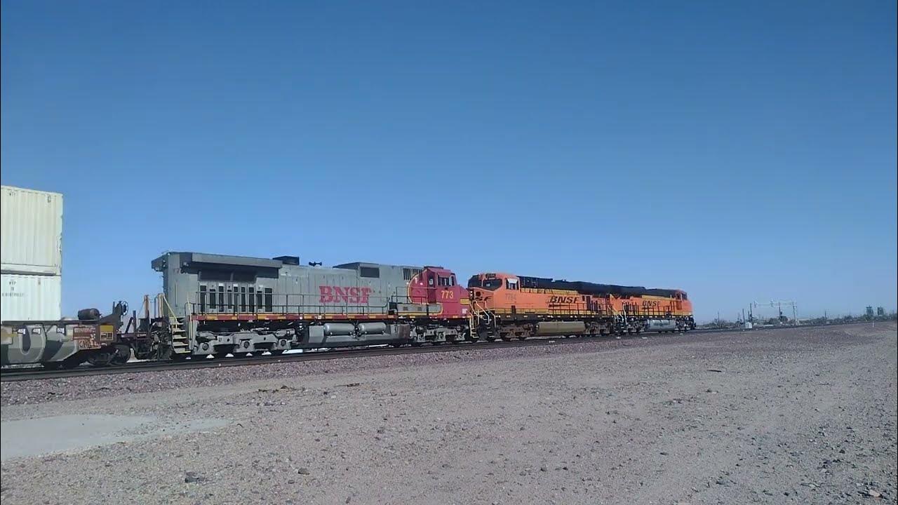 EB BNSF Domestic Intermodal Train Feat BNSF Bonnet In Daggett Ca! #bigbossrailfanner - YouTube