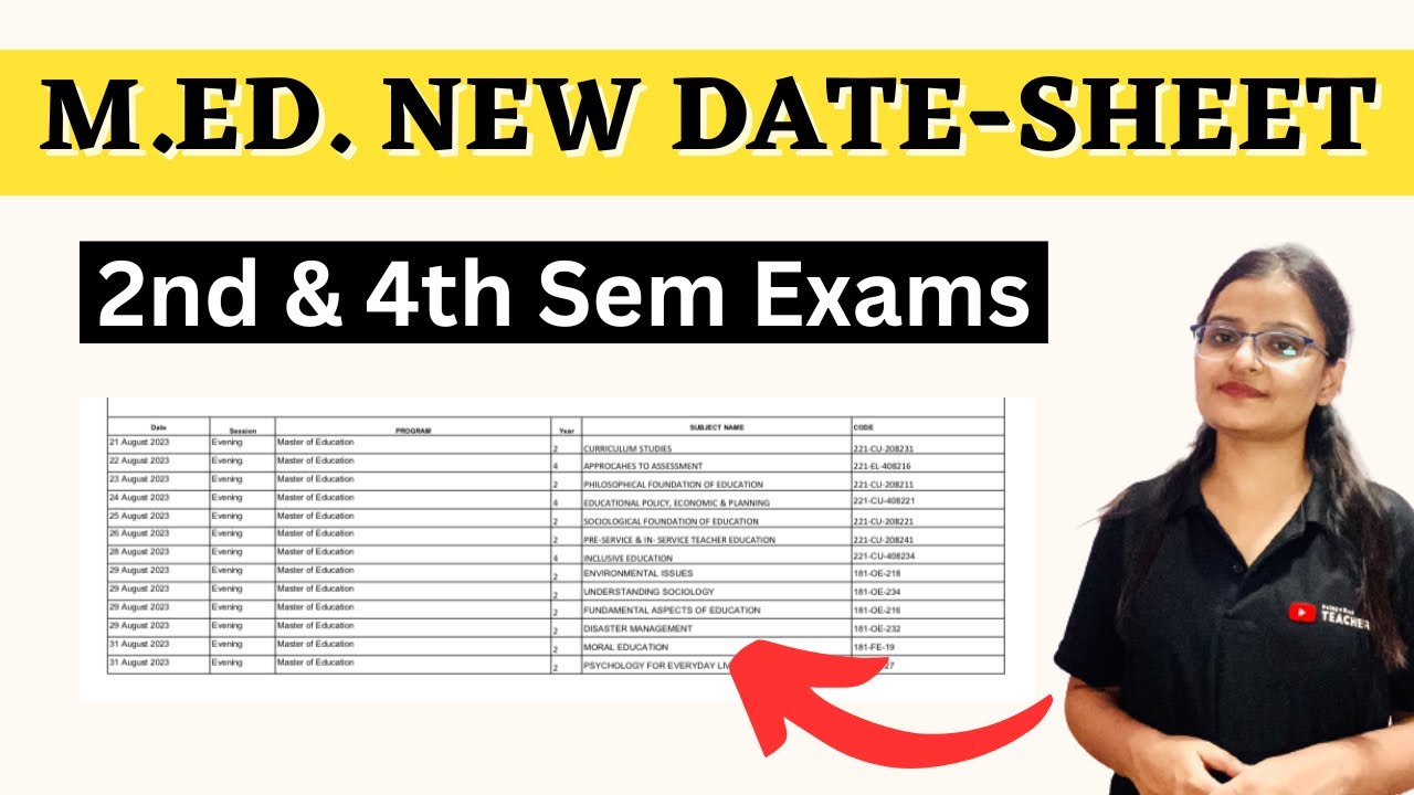 📣 New Date-Sheet Released for M.Ed. 2nd & 4th Semester | Haryana ...