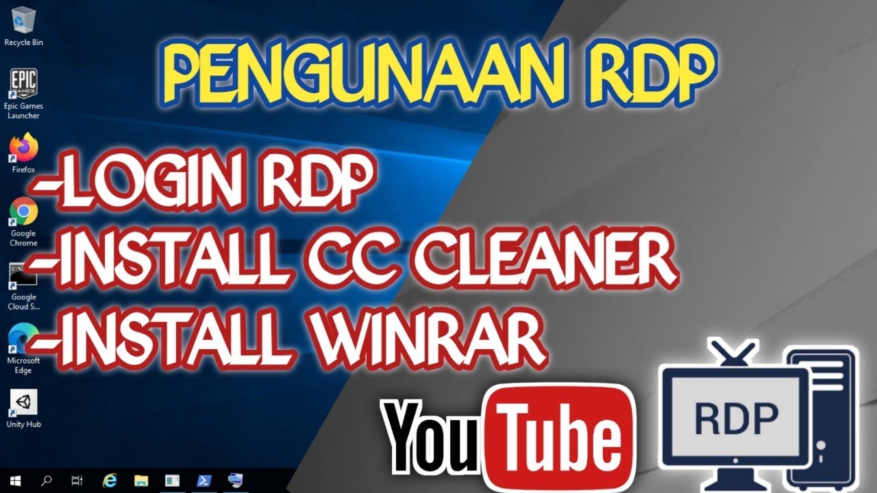 cara login rdp,pasang cc cleaner & download winrar kusus pemula - YouTube
