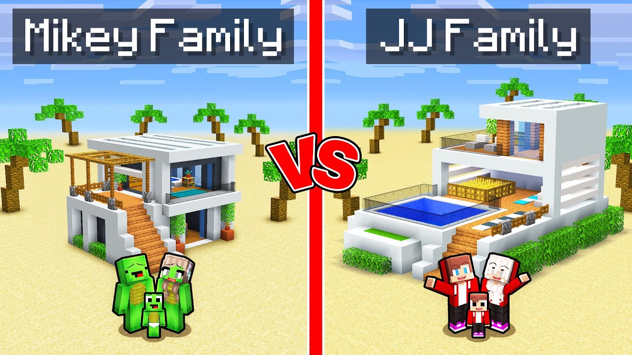 Mikey Family vs JJ Family Modern Summer House Survival Battle in ...