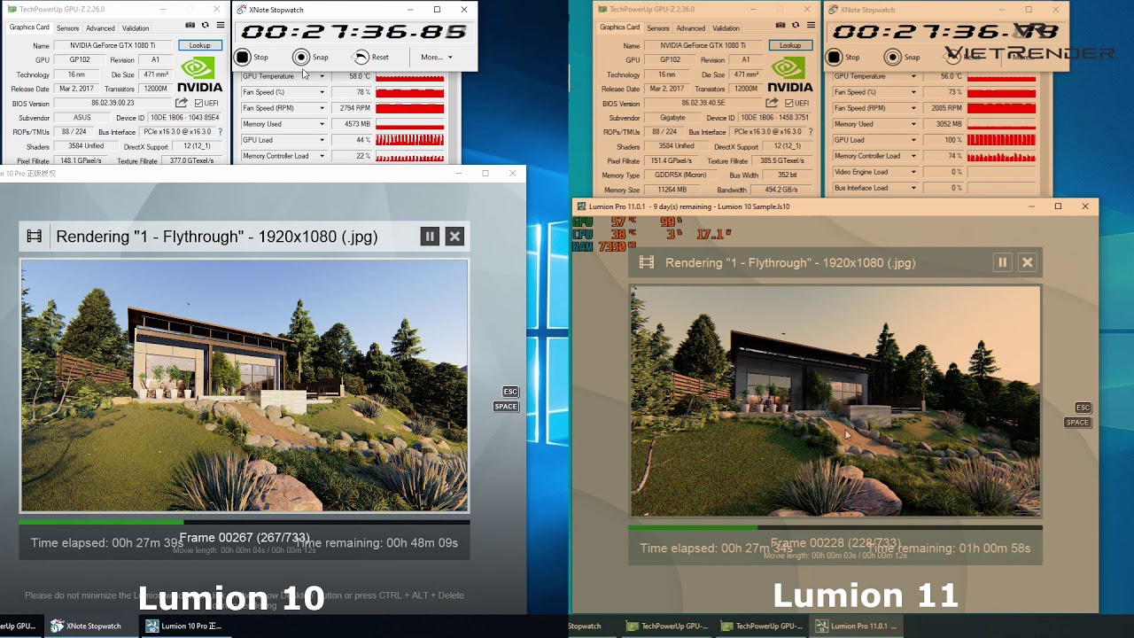 Render time Lumion 10 vs Lumion 11 in Nvidia GTX 1080Ti - YouTube