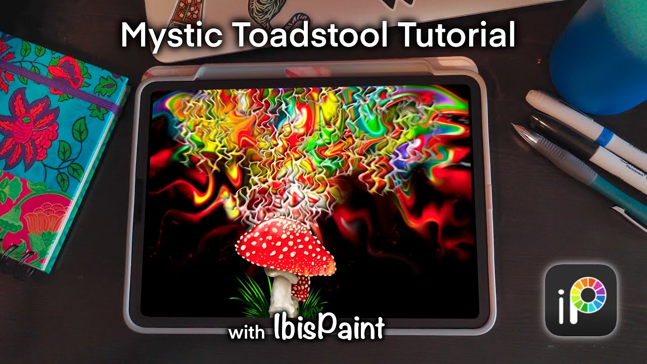 Mystic Toadstool Tutorial, IbisPaint Digital Fluid Art w/ Cells #fluidart #digitalart # ...
