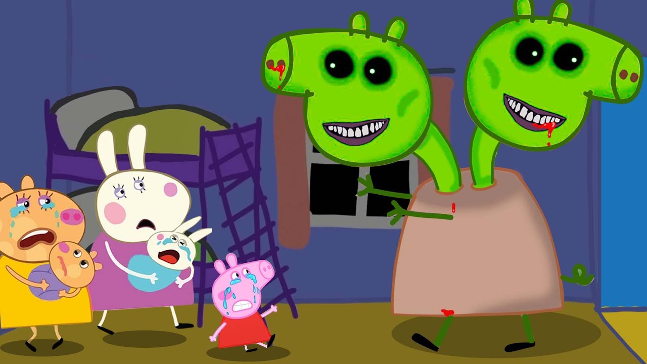 Mummy Pig Two-Headed Zombie, Zombie appears at peppa kindergarten Peppa ...