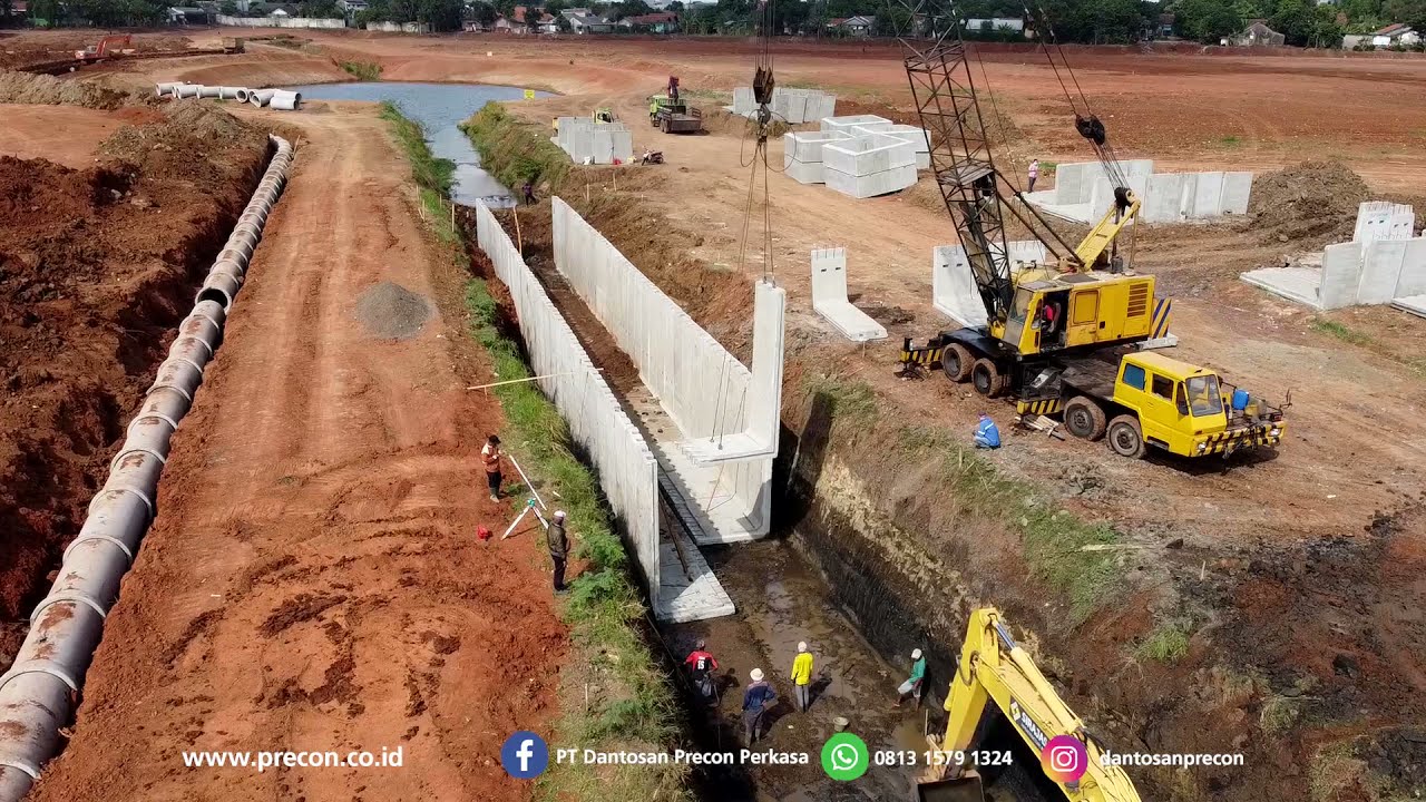 Installation L-Gutter Precast and Pipe Concrete - Project Grand Wisata ...