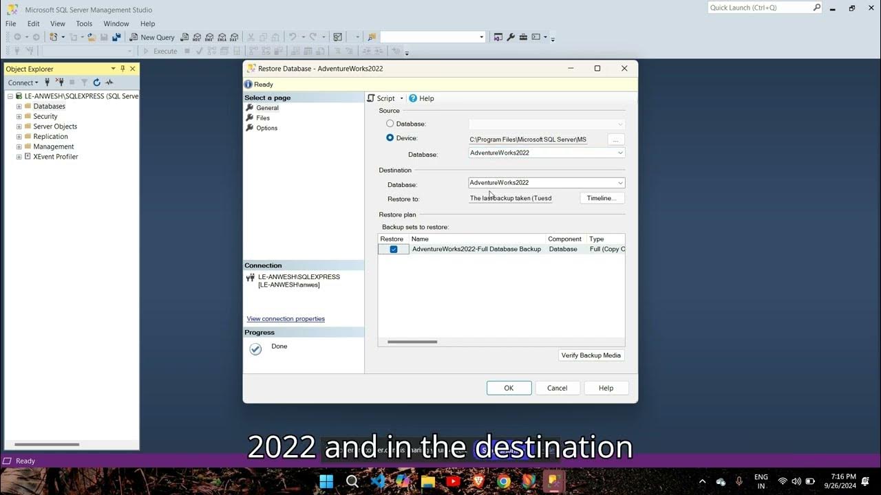 How to Restore Database into SQL Server Management Studio #restore #database #sql #ssms - YouTube