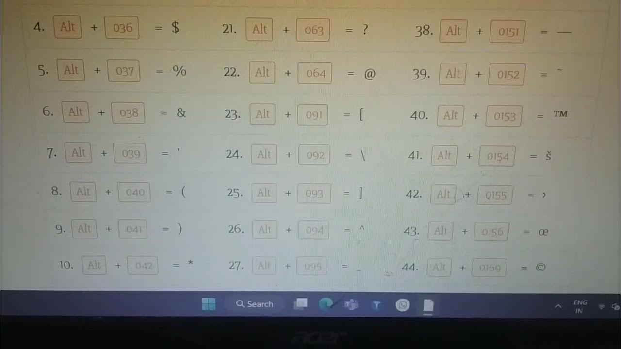 Shortcut Alt Key Code - YouTube