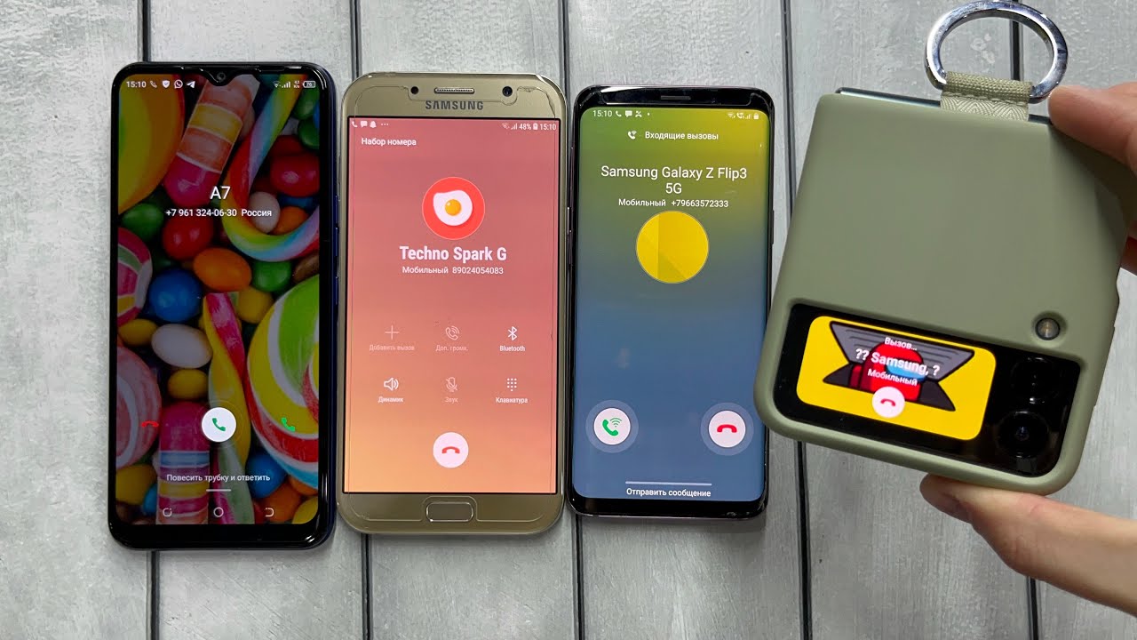 Four phones incoming Call Realme C21 & s7 & A7 & Flip - YouTube