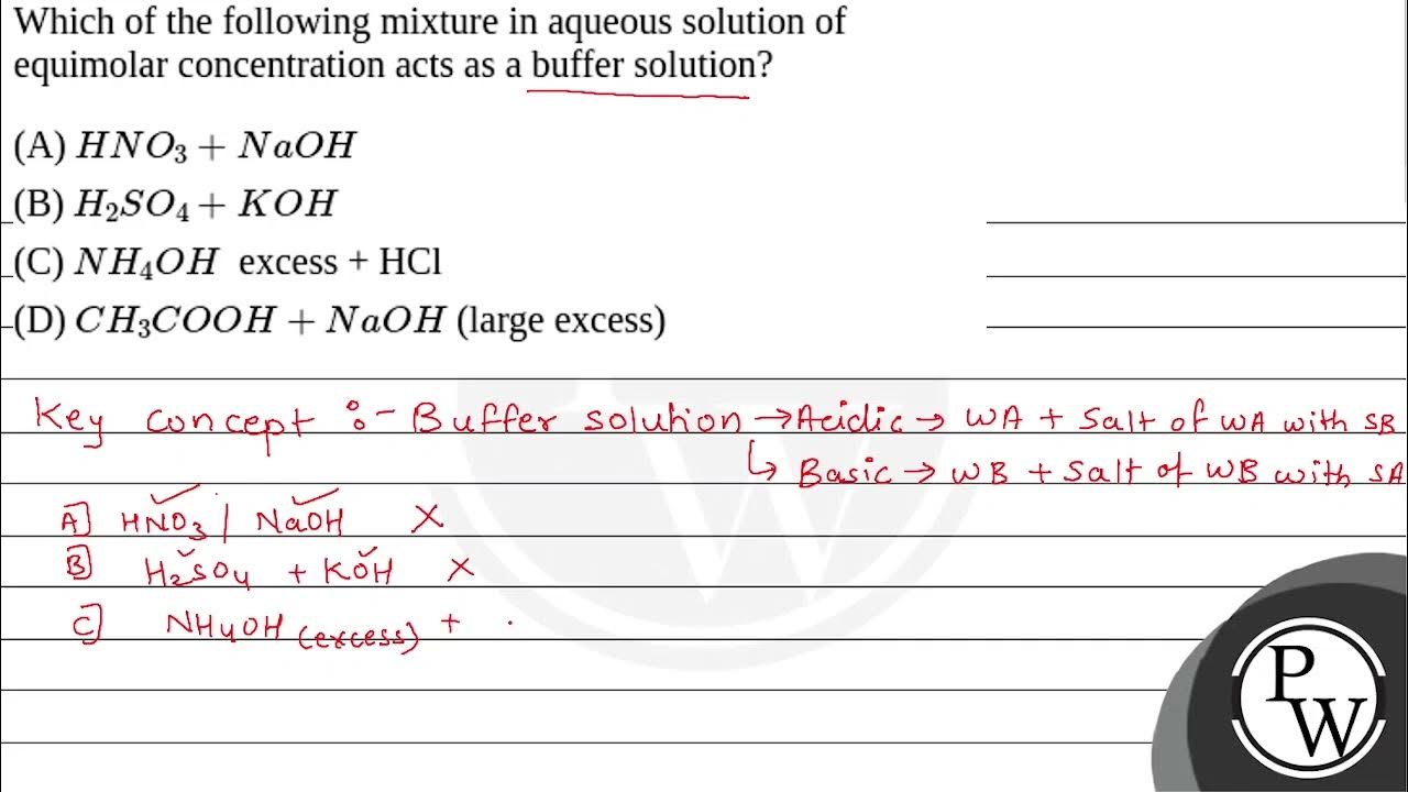 Which of the following mixture in aqueous solution of equimolar concentration acts as a buffer s ...