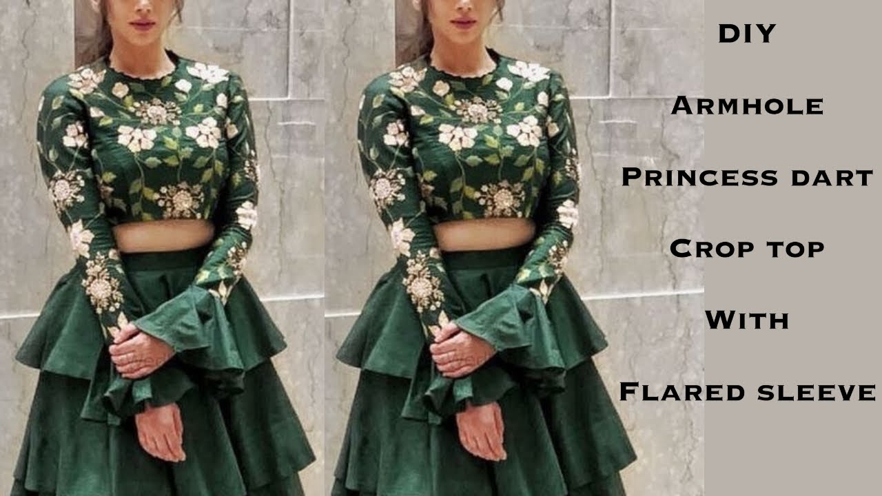 HOW TO MAKE AN ARMHOLE PRINCESS DART CROP TOP WITH FLARED SLEEVE ...