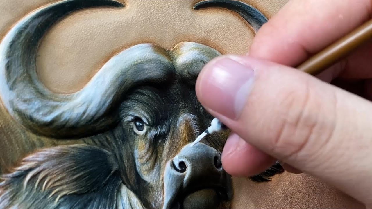 Leather carving bull - YouTube
