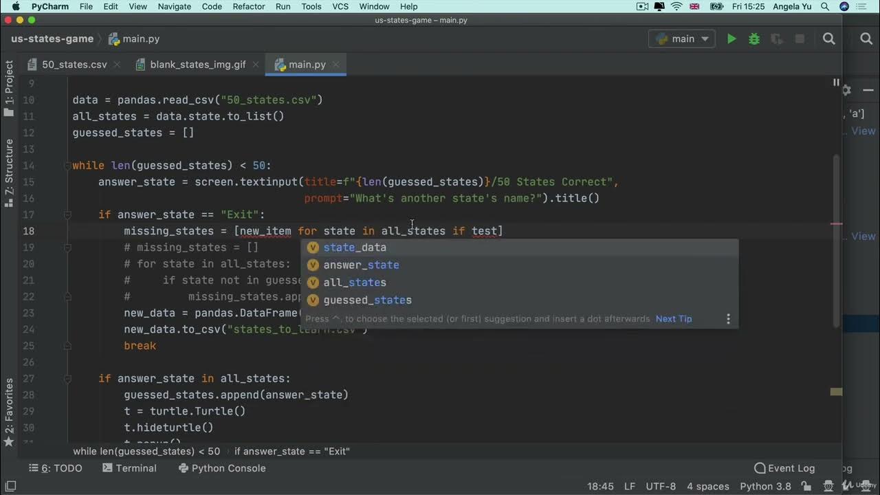 Apply List Comprehension to the U.S. States Game | 100 Days of Code ...