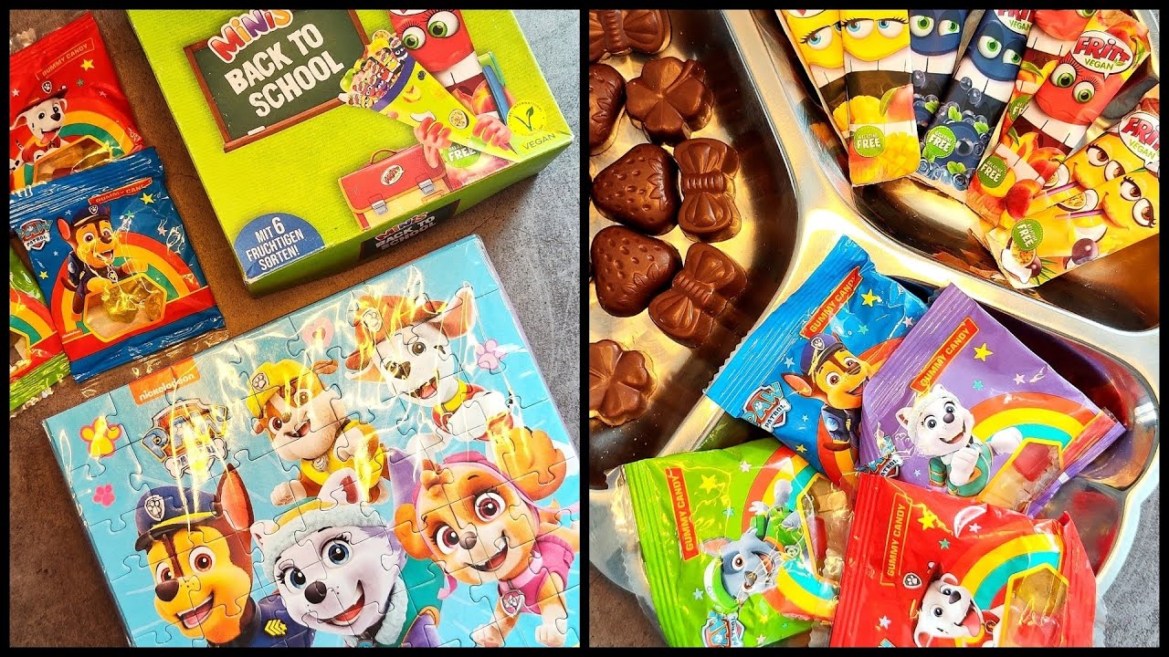Paw Patrol Treats🐾Unboxing Candy ASMR🎁Filling Platter With Sweets - YouTube