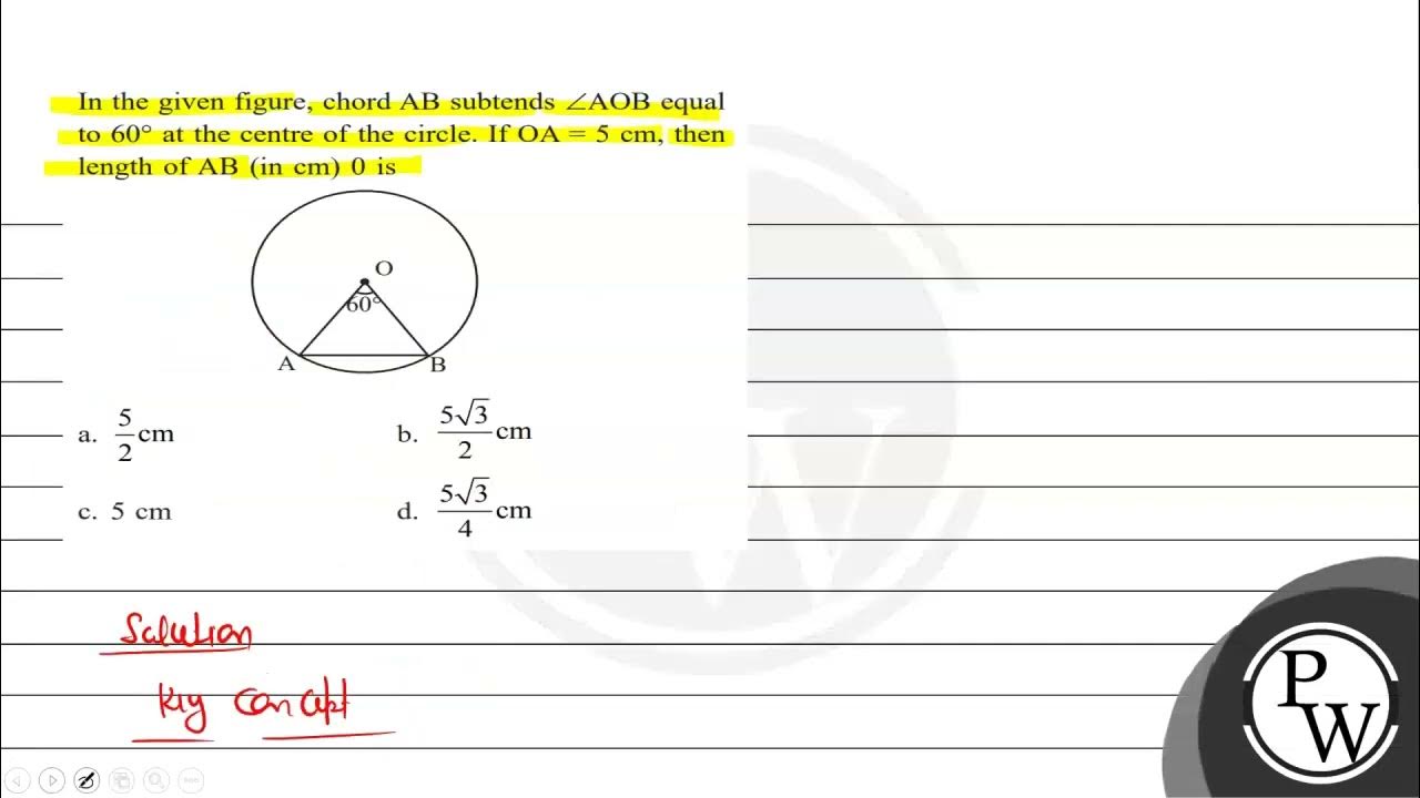 In the given figure, chord \( \mathrm{AB} \) subtends \( \angle \mathrm{AOB} \) equal to \( 60 ...