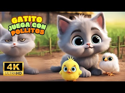 Gatito JUEGA con POLLITO - canciones infantiles arkoiris - YouTube