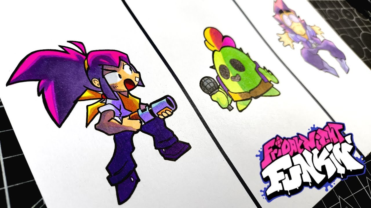 DIBUJO Friday Night Funkin' VS Brawl Stars MOD No time to explain | fnf ...