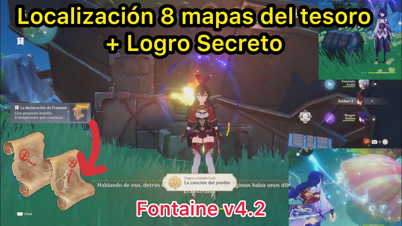 Genshin Impact Localización 8 mapas del tesoro + Logro Secreto Fontaine ...