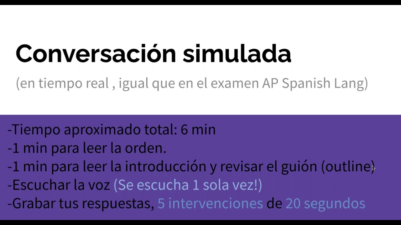 Step by step Conversation sample for AP Exam Spanish Language 2023 ...