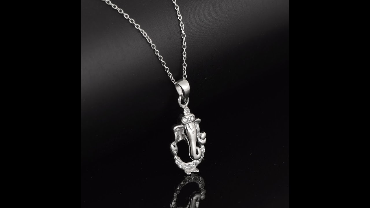 MOONEYE 925 Sterling Silver Ganesha Ganpati Locket in CZ God Pendant ...