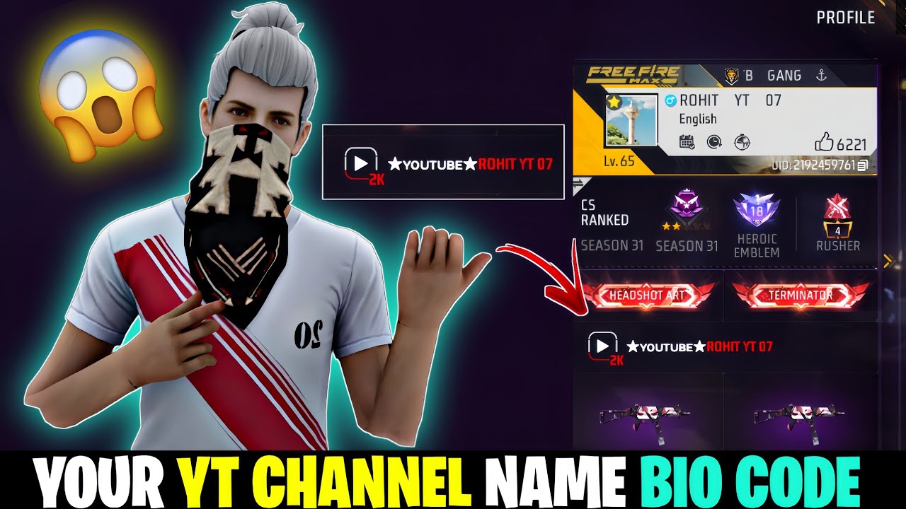 Your YT CHANNEL😱 Name Bio Code | FF Bio Colour Code | Free Fire Profile ...