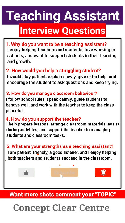 Teaching Assistant Job Interview Questions and Answers | Teacher ...