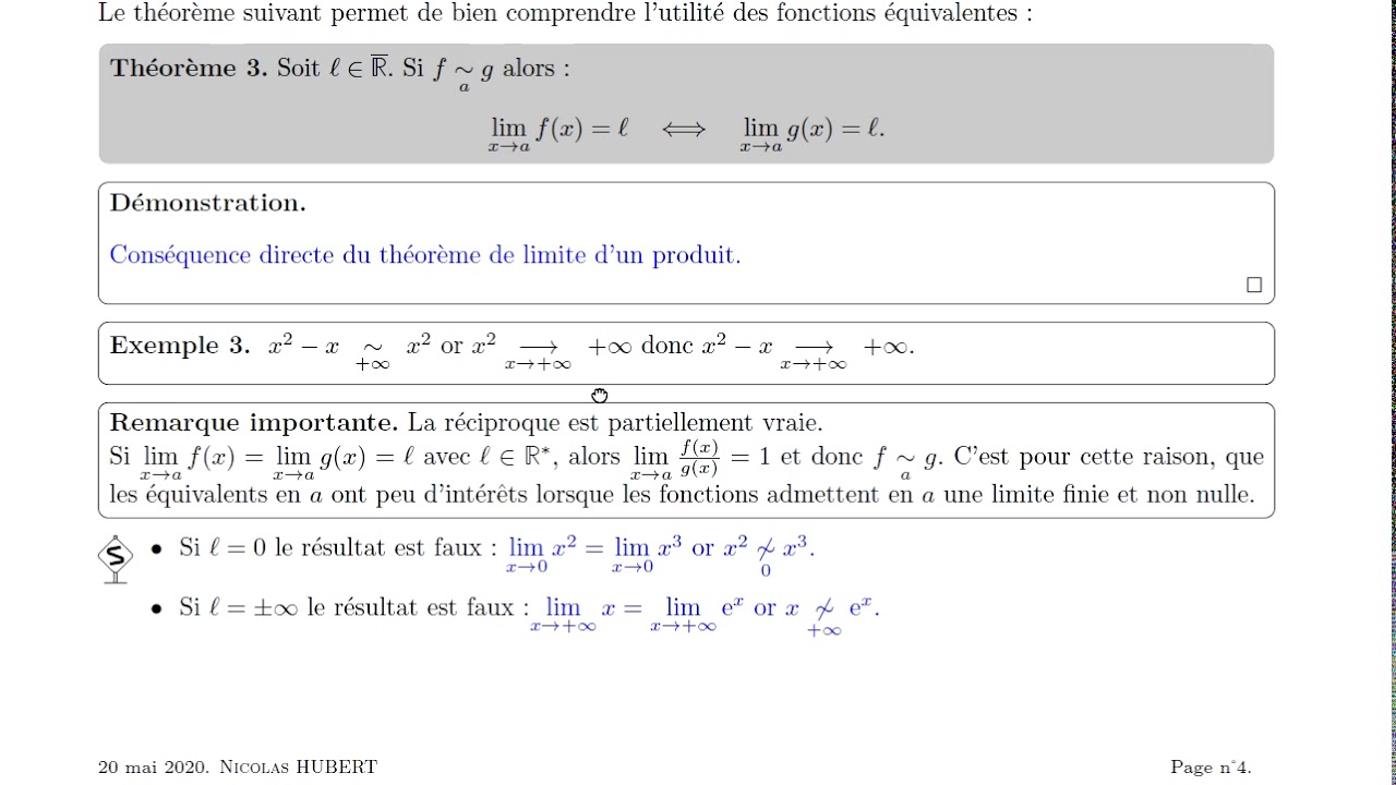 Fonctions équivalentes : exemples de référence. - YouTube