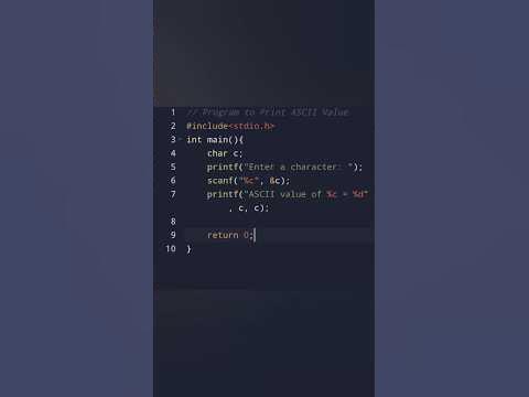 👨‍💻C Program to Print ASCII Value|#shorts #ascii #coding #viral #trending - YouTube