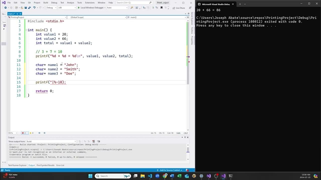 C Programming: Reserve Spacing For Text & Alignment - YouTube