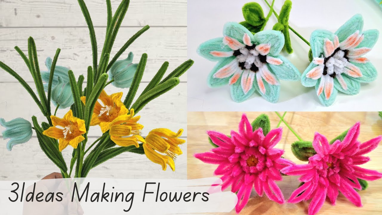 DIY 3 Ideas - How to Make Flowers With Chenille Stems - pipe cleaner ...