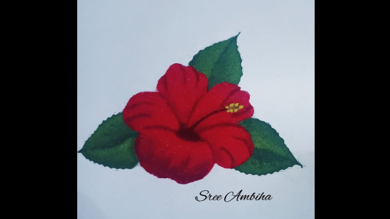 Hibiscus flower Rangoli/step by step/kolam with voice demonstration ...