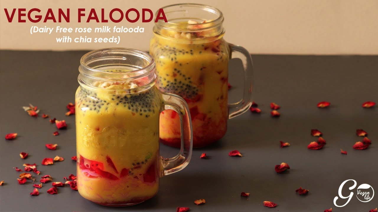 Vegan Falooda (ROSE MILK ALMOND FALOODA WITH BASIL SEEDS) #cooking # ...