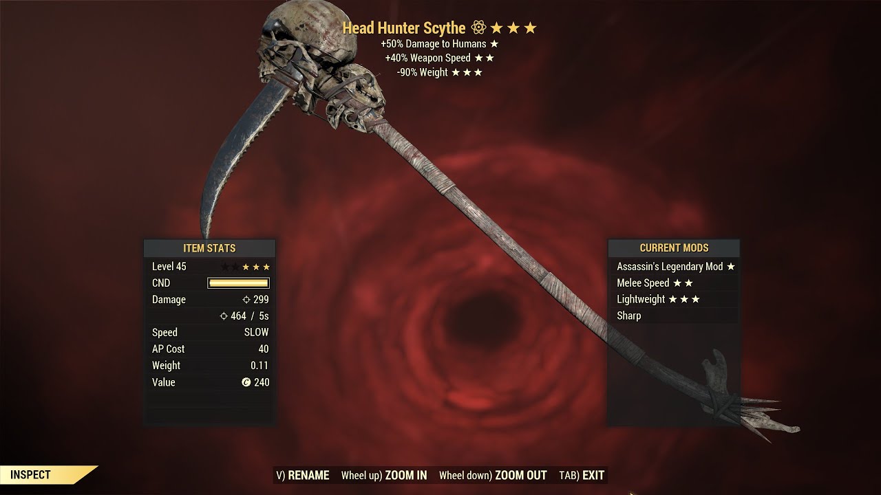 Fallout 76: Head Hunter Scythe. - YouTube