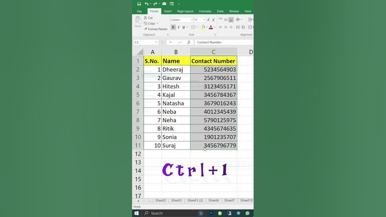 Seprate numbers in excel by using - formatting - YouTube