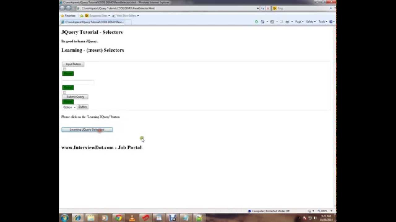 JQUERY RESET SELECTOR DEMO - YouTube