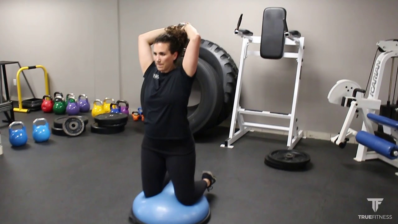 BOSU Kneeling DB Overhead Tricep Extensions - YouTube