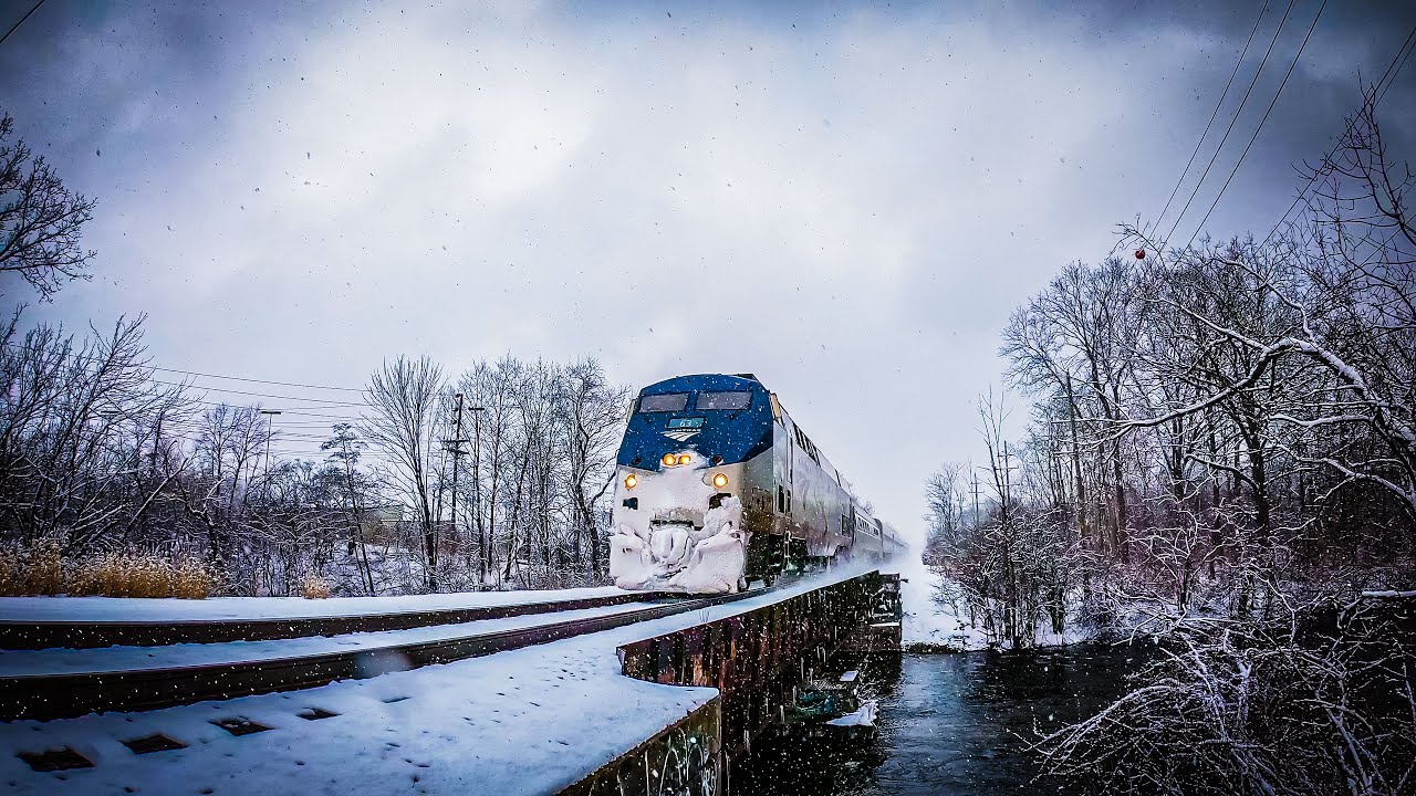 Amtrak 353 Wolverine in the Snow - YouTube