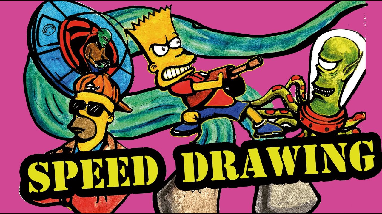 speed drawing - simpsons collage tribute - YouTube