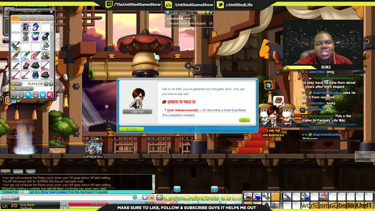 Biki's Nostalgic Maplestory Fun Level 20 Job Advancement Dual Blade ...