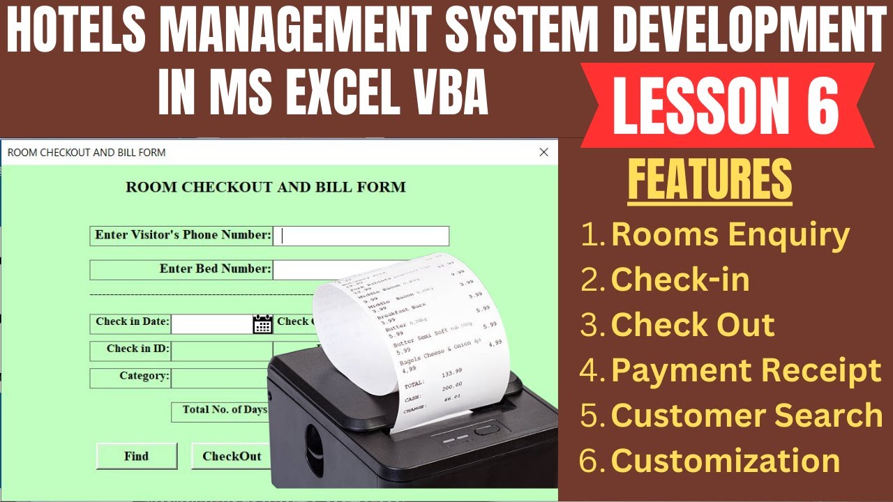 HOW TO DEVELOP A HOTEL MANAGEMENT SYSTEM IN MS EXCEL VBA LESSON 6 - YouTube