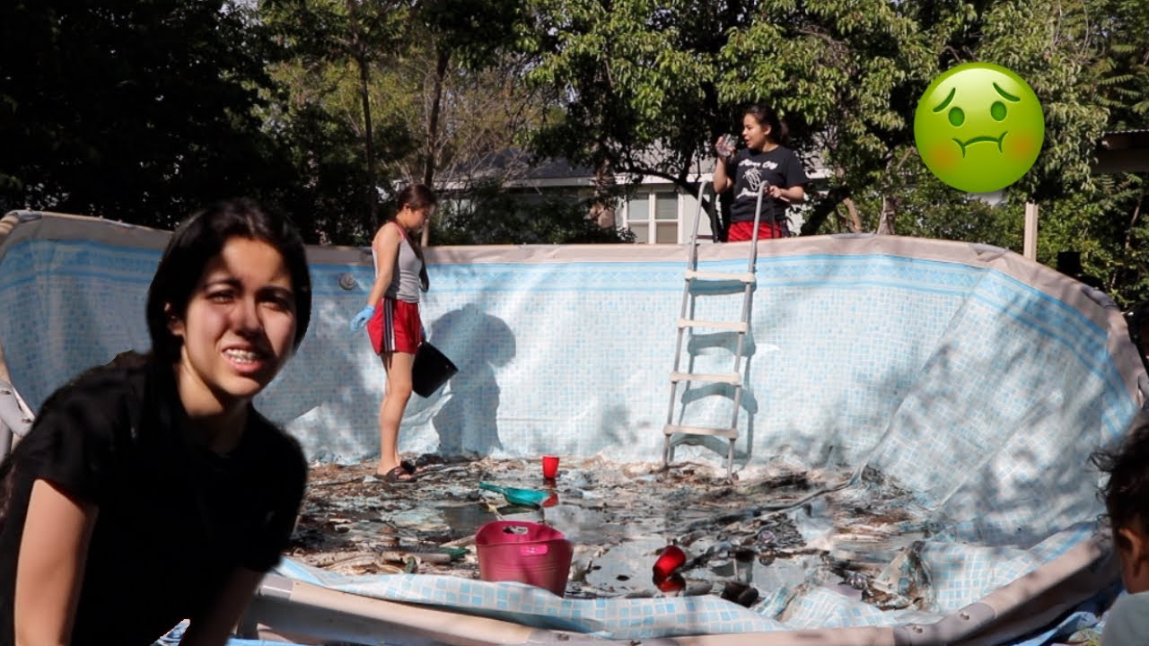 CLEANING OUR DISGUSTING POOL!! (Before and After) - YouTube
