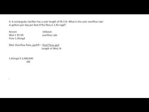 Weir Overflow Rate/Drinking/Waste Water Math - YouTube