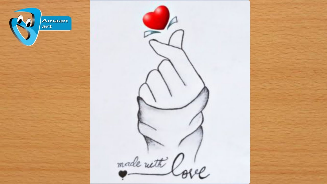 how to draw a beautiful girl hand holding love icon | pencil Art Video ...