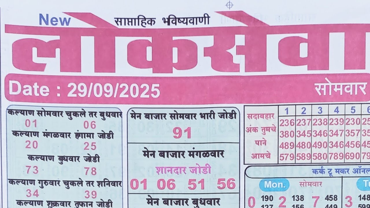 loksewa kalyan chart 29 September 2025 | karmyogi matka - YouTube