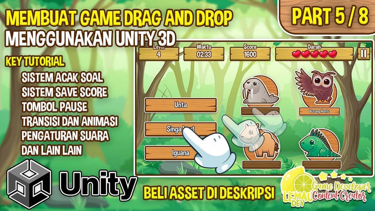 Tutorial Membuat Game Drag and Drop Mencocokan Nama Hewan Unity3D Part - 5/8 - YouTube